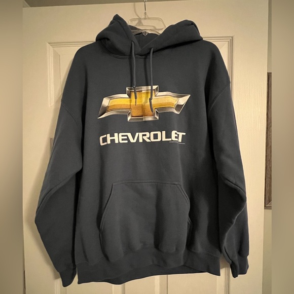 Gildan | Shirts | Chevrolet Hoodie Blue Large | Poshmark
